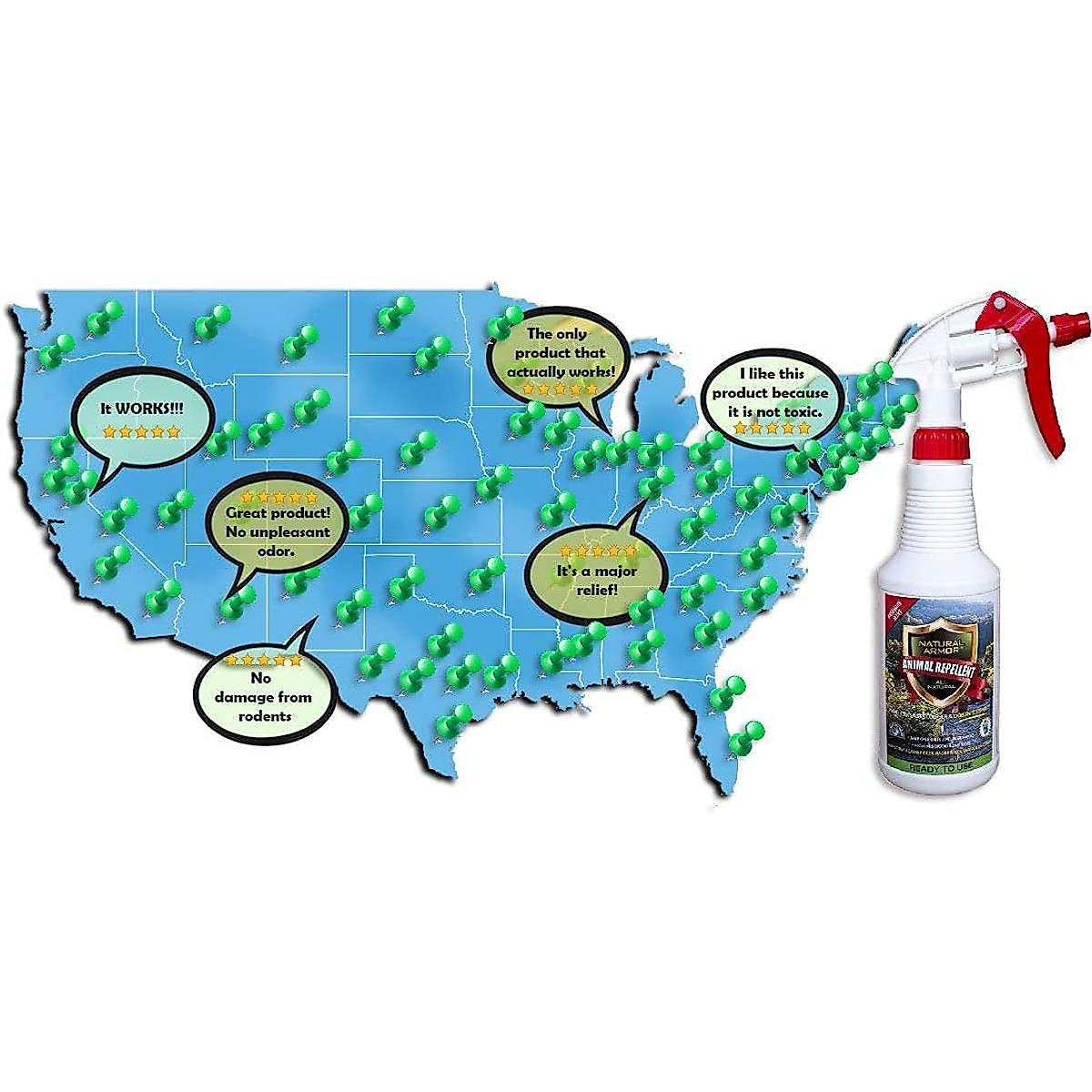 Natural Armor Animal & Rodent Repellent Spray. Repels Skunks, Raccoons, Rats, Mice, Deer Rodents & Critters. Repeller & Deterrent in Powerful Peppermint Formula – 128 Fl Oz Gallon Refill Case of 4