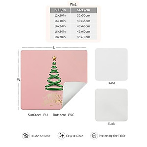 LaBLUUX Coffee Mat for Counter, Winter Christmas Tree with Star Pink Absorbent Hide Stain Coffee Bar Mat, Non-Slip Coffee Bar Accessories Kitchen Drying Mat Fit Under Coffee Maker Espresso Machine