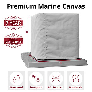 SugarHouse Outdoor Air Conditioner Cover - Premium Marine Canvas - Made in The USA - 7-Year Warranty - 28" x 40" x 20" - Gray