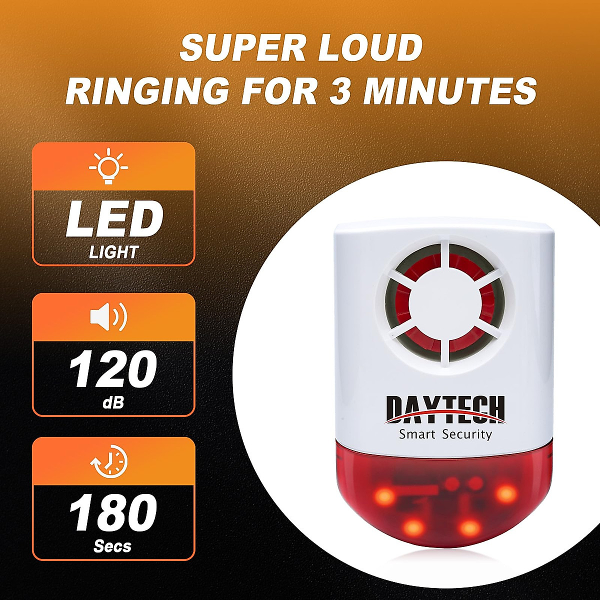 Daytech Strobe Siren Alarm Home Caring Loud Outdoor SOS Alert System 2 Red Flashing Siren 2 Remotes Panic Button 4 Emergency Button for Store Home Hotel Jewelry Shop Security Alarm