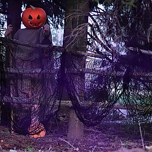 LEEFENGQI [48 x 240 inch] Creepy Cloth, Black Creepy Home Yard Decorations & Party Supplies, Cloth Fabric Scary Spooky for Outdoor Office Wall Decor