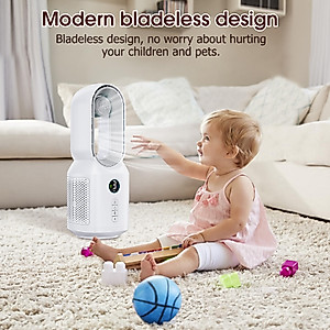 Desk Bladeless Fan with 3 Speeds, 13" Small Fan with Light, Portable Quiet Fan for Bedroom Home, Office, Travel