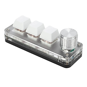 One Handed Gaming Keyboard Mini 3 Key Keypad Mechanical White Gaming Keyboard Programmable One Handed for Office Games Music Industrial Control