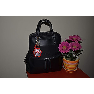 Popfizzy Red Paw Print Keychain for Women, Bling Backpack Keyrings, Cute Dog Purse Charms, Rhinestone Gifts for Dog Lovers