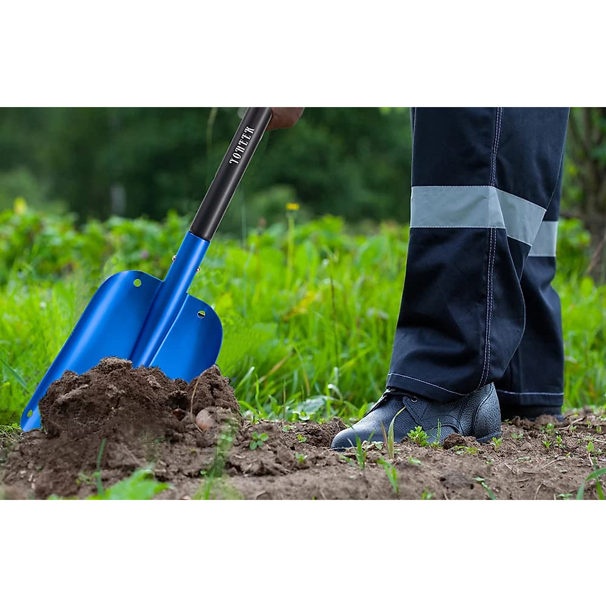 YOHEER Aluminum Utility Shovel, 3 Sections Detachable Snow Shovel Perfect for Autocross , Camping and Other Outdoor Activities (Blue)