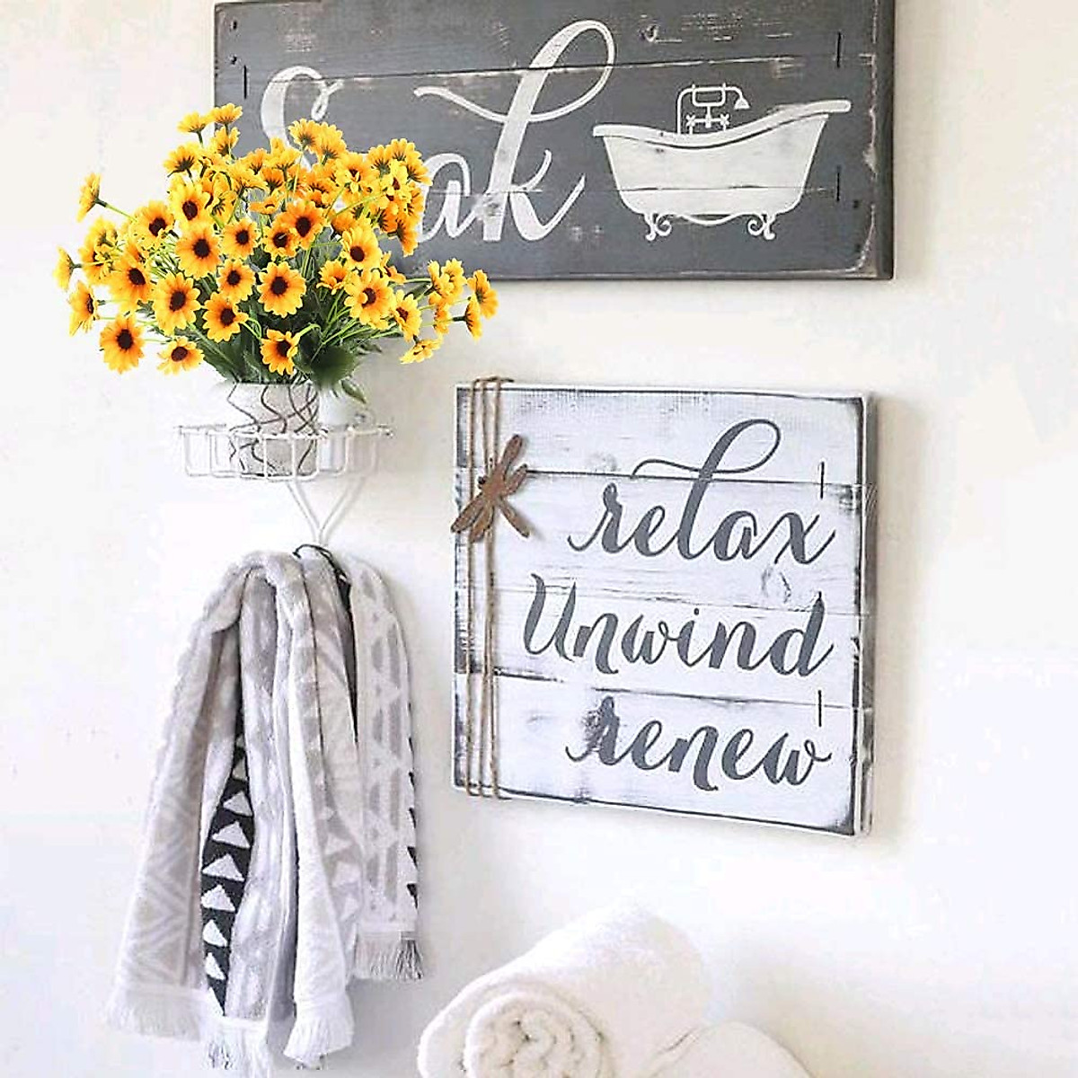 MHMJON 4 Bundles Artificial Silk Sunflowers Flowers Summer Faux Flowers Mini Fake Mum Flowers Bundles Gerbera Daisies Flowers for Indoor Outdoor Home Kitchen DIY Table Centerpieces Wedding Decor