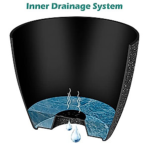 Vanavazon Plant Pots 9/8/7 Inch Set of 3 Flower Pots Indoor Outdoor Plastic Planters with Drainage Hole and Tray (Speckled Black)