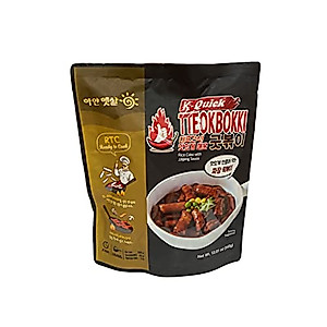 K-Quick Hot Tteokbokki Rice Cake with JJajang Sauce Ready to Cook 굿볶이짜장 Traditional Korean Meal. Sweet Savory Spicy Meal. Gluten Free – 12.01 Oz (pack of 1)
