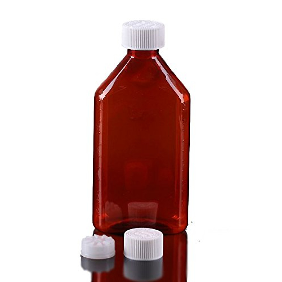 Pharmacy Oval Bottle Amber 12 oz with CR Caps Included (QTY. 50) - Prescription Pharmacy Bottle, Pharmacy Container, Prescription Plastic Container by Sponix