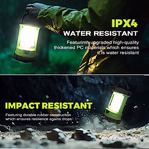 elesall Camping Lantern, 3000LM LED Rechargeable Battery Operated Lantern, 5 Light Modes, COB Waterproof Lantern Flashlight, Camping Light for Power Outage, Hurricane, Survival, Hiking