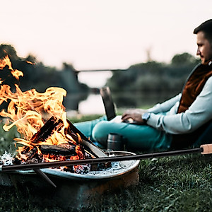 RahTune 46 Inch Blow Poke, Extra Long Pit Commander Fire Tool, 3 Part Assembled Fire Stoker, Fire Poker Blower with Wooden Handle and Hanging Ring