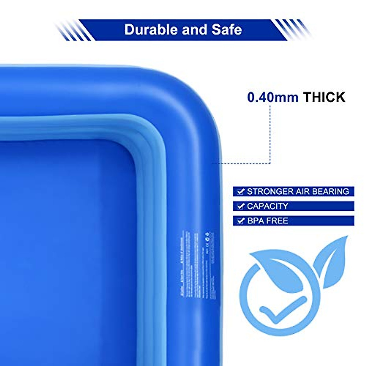 Inflatable Pool, 98.4" X 66.9"X 21.7" Swimming Pool for Toddlers, Adult, Kids, Infant, Full-Sized Inflatable Blow Up Kiddie Pool for Summer Swim Center, Outdoor, Garden, Backyard,