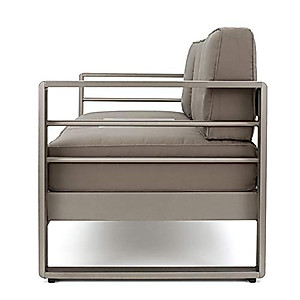 Christopher Knight Home Cape Coral Outdoor Loveseat Sofa with Tray, Khaki