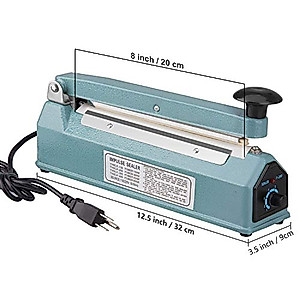 Impulse Sealer, 8 inch Handheld Impulse Bag Heat Sealer Packaging Machine for Self Sealing Plastic Poly Cellophane Mylar Shrink Wrap Clip Bags