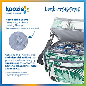 KOOZIE Dual Compartment Cooler Lunch Bag for Women - Large Double Decker Insulated Lunch Box with Removable Shoulder Strap - Resuable Lunch Tote for Work, Travel, Beach, Picnic (Tropical)