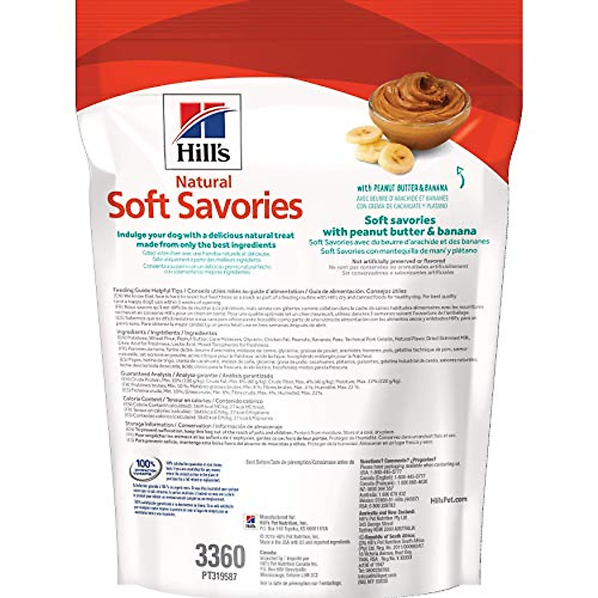 Hill's Soft Dog Treats, Soft Savories with Peanut Butter & Banana Dog Snacks, Healthy Dog Treats, 8 oz. Bag