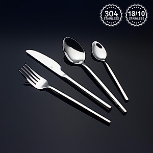 CHAAMFORGE 24 Piece Silverware Set For 6 Heavy duty 18/10 Stainless Steel Flatware Set Modern Design Knife/Fork/Spoon Mirror Polished Dishwasher Safe Cutlery Set with Gifts