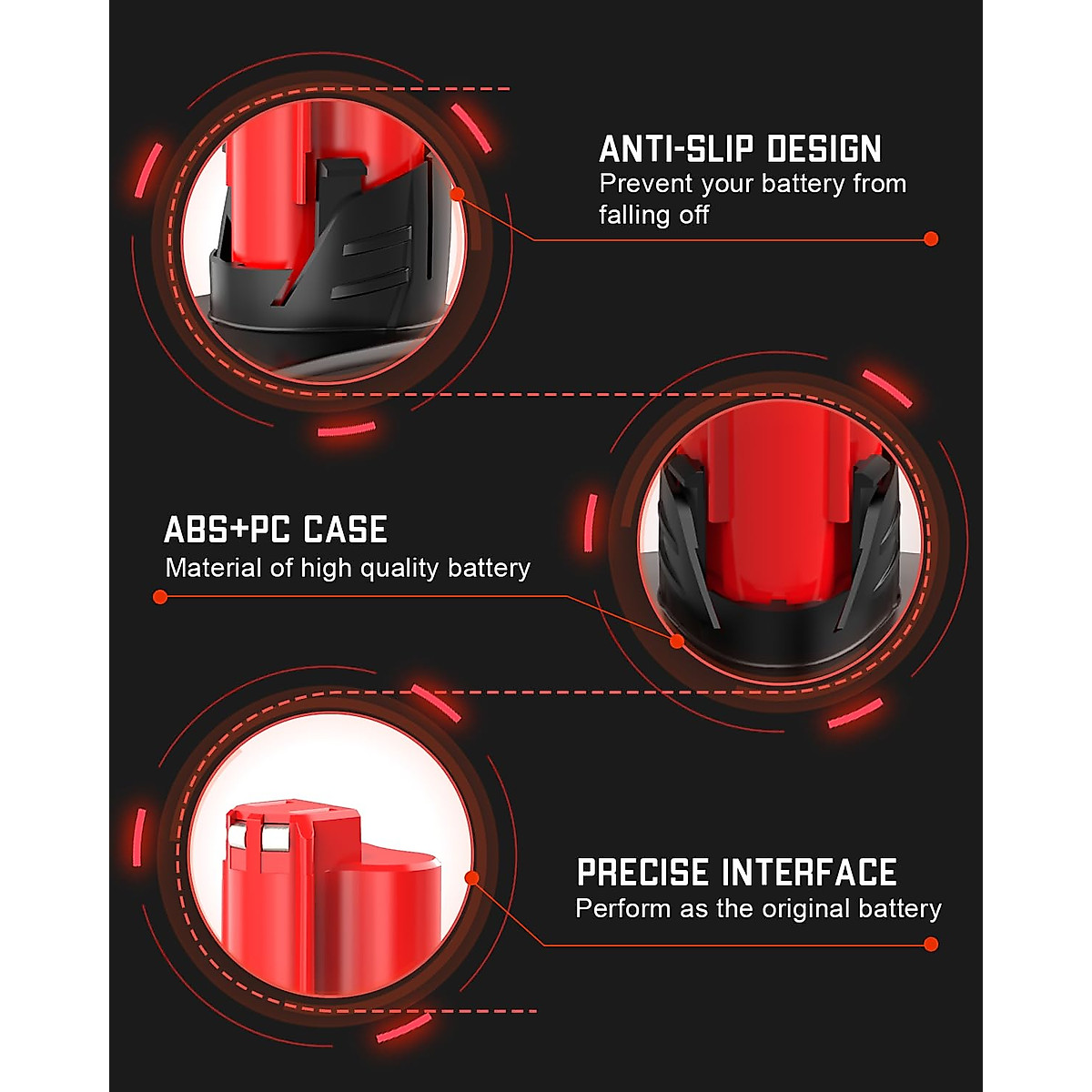 GERIT BATT 48-11-2460 12V 6.0Ah Replacement for Milwaukee 12V Battery Compatible with Milwaukee 12 Volt Battery 48-11-2401 48-11-2402 48-11-2440 48-11-2411 48-11-2420 Cordless Drill Power Tools(Red)