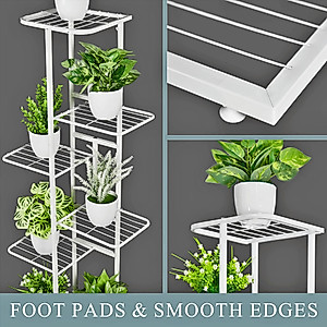 JEPRECO Metal Plant Stand 6 Tier 7 Potted, Multiple Flower Pot Holder Shelves Organizer Rack for Garden Balcony Patio Living Room Indoor Outdoor (Dark Grey)