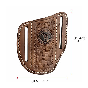 Tourbn Tourbon Leather Pocket Folding Knife Sheath for Belt EDC Holster Man Cross Draw Right Side Carry Open Top Trapper Knives Carrier