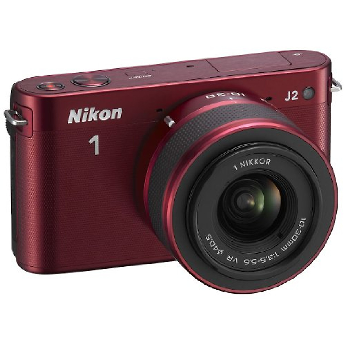 Nikon 1 J2 Compact System Camera with 10-30mm and 30-110mm Double Lens Kit - Red (10.1MP) 3 inch LCD