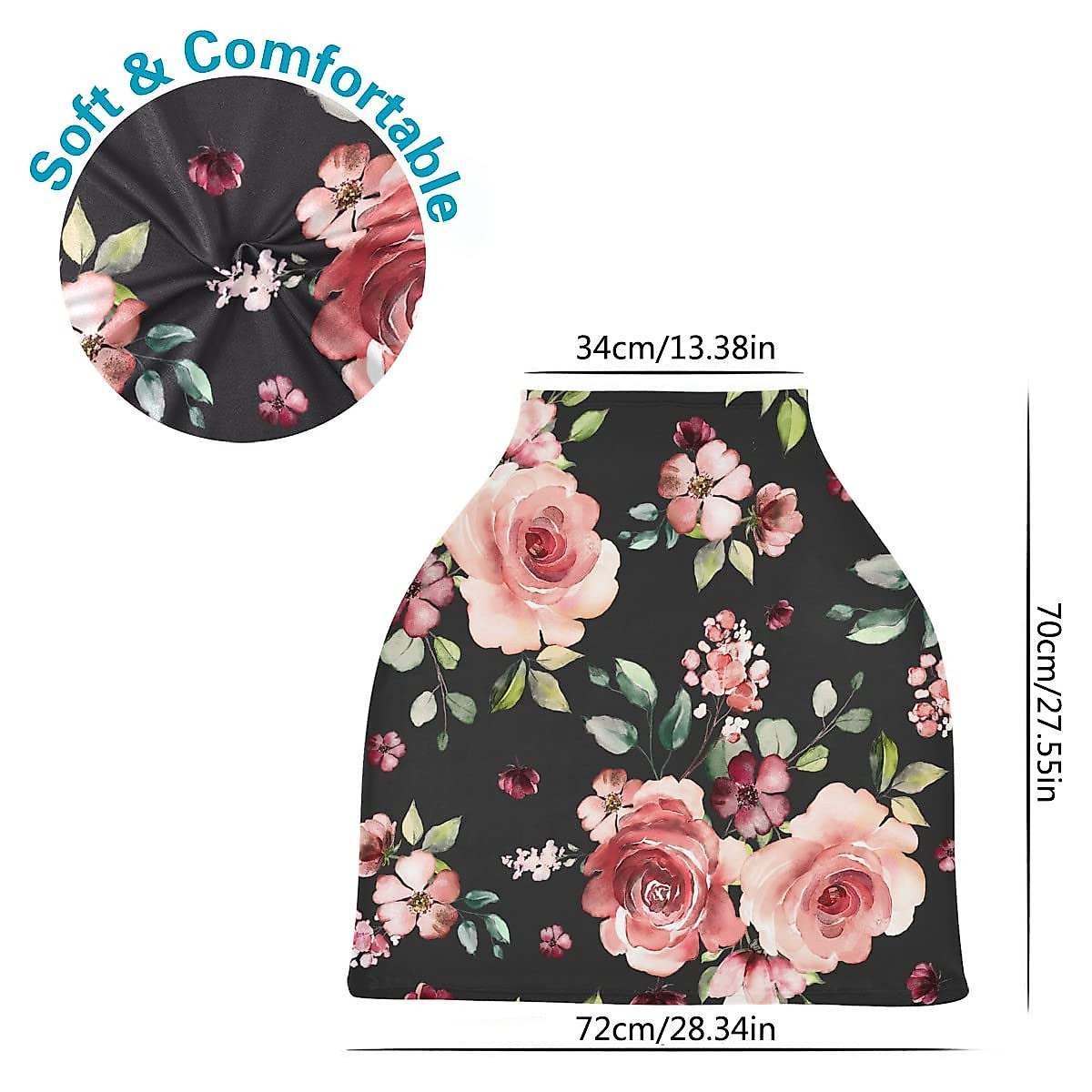 Nursing Cover Watercolor Flower Breastfeeding Soft Carseat Canopy Multi Use for Baby Car Seat Covers Canopy Shopping Cart Cover Scarf Light Blanket Stroller Cover