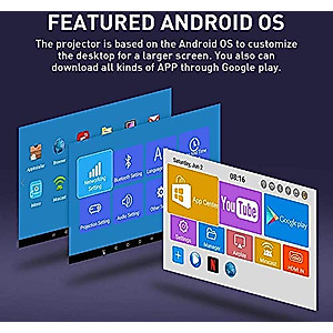 DROOS Mini Video Projector,Mini Projector Portable 5000 S Touch Screen Android 6.0 Supports Decoding 3D for Home Theater Entertain(projectors)
