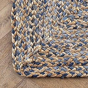 nuLOOM Eliz Braided Denim and Jute Area Rug, 4x6, Blue