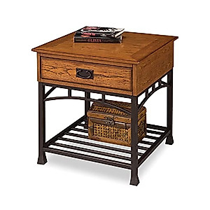 Modern Craftsman Distressed Oak End Table by Home Styles, Brown 22D x 22W x 24.5H in