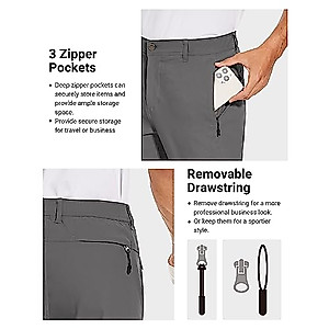 SPECIALMAGIC Golf Pants Men Stretch Slim fit Hiking Pants Lightweight Dress Casual Tapered Zipper Pockets 34 Grey
