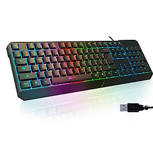 KLIM Chroma Gaming Keyboard Wired USB - New 2024 - Durable Ergonomic Waterproof Silent Backlit - Ideal for Gaming and Office - Teclado Gamer - 2 ms Response Time - PC Laptop Mac PS4 PS5 - Black