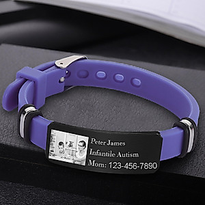 Custom Bracelets for Men Women Personalized Photo Bracelet Stainless Steel Silicone Wristband Adjustable Customized with Text Logo Mothers Fathers Day Birthday Gifts