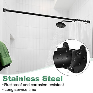 Closet Rod Bracket, Heavy Duty Closet Rod Holders, Stainless Steel, 1 Inch Closet Rod End Support U Shaped Wardrobe Brackets Closet Pole Socket with Screws, Black