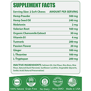 Hemp Calming Chews for Dogs - Dog Calming Treats - Dog Calming Chews - with Valerian Root, Melatonin - Calming Treats for Dogs - Helps with Thunder, Fireworks, Travelling - 120 Chews, Chicken Flavor