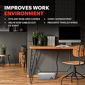 DMoose Large Cable Management Box - Cord Organizer Box to Hide Power Strips - Cable Organizer Box for Surge Protector - Safe ABS Material - 15.7" (L) x 6.1" (W) 5.3" (H) – XL (White)