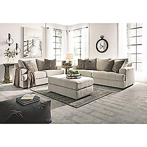 Signature Design by Ashley Soletren Contemporary Chenille Sofa with 4 Accent Pillows, Off-White