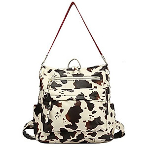 Women Backpack Purse Convertible Daypack Fashion Designer Travel Casual Shoulder Bag (Cow Off-white)