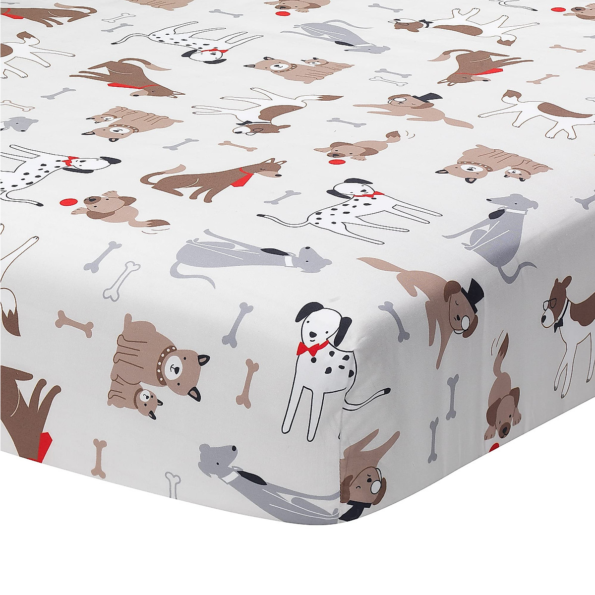 Lambs & Ivy Bow Wow Gray/Tan Dog/Puppy Nursery 3-Piece Baby Crib Bedding Set