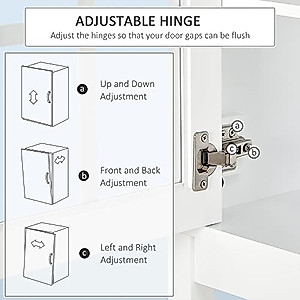 HOMCOM Coffee Bar Cabinet, Modern Sideboard Buffet Cabinet, Kitchen Cabinet with 2 Glass Doors, Adjustable Inner Shelving and Bottom Shelf, White