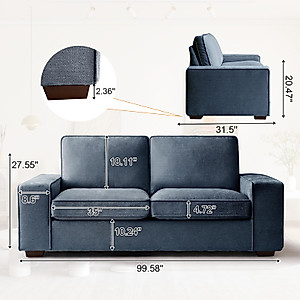 EMONIA 2 Person Love Seat Couches, Chenille Pet-Friendly Small Sofa for Small Spaces Dorm/Bedroom/Apartment/Office (Blue, 71.25'')