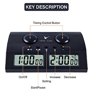 LEAP Chess Clock Professional Chess Timer with Indicator Light and Alarm Clock Features Great for Chess, I-GO, Chinese Chess and Other Board Games（PQ9902C）