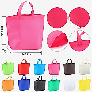 CUSKENA cuskena36 Pcs Reusable Large Tote Bags Bulk 12 Colors Party Gift Tote Bag