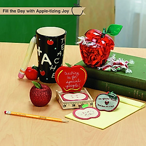 Fun Express Set of 12 Apple Containers for Treats, 3.75 x 4.75 x 1 inches, BPA Free Plastic, Teacher Gifts, Classroom Treat Containers, End of School and Back To School Celebrations (Red)