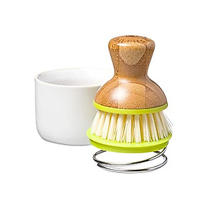 Full Circle Bubble Up Ergonomic Bamboo Handle, Dish Brush, Green