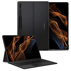 Spigen Thin Fit Pro Designed for Galaxy Tab S8 Ultra 14.6 Inch Case with S Pen Holder, Heavy Duty Protective Stand Cover 2022 (Keyboard Not Included) - Black