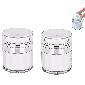 Cream Jar Vacuum Bottle,Airless Pump Jar Bottles Portable Lotion Dispenser,Travel Containers for Lotions and Creams Refillable Cosmetic Container (2PCS 15ml)