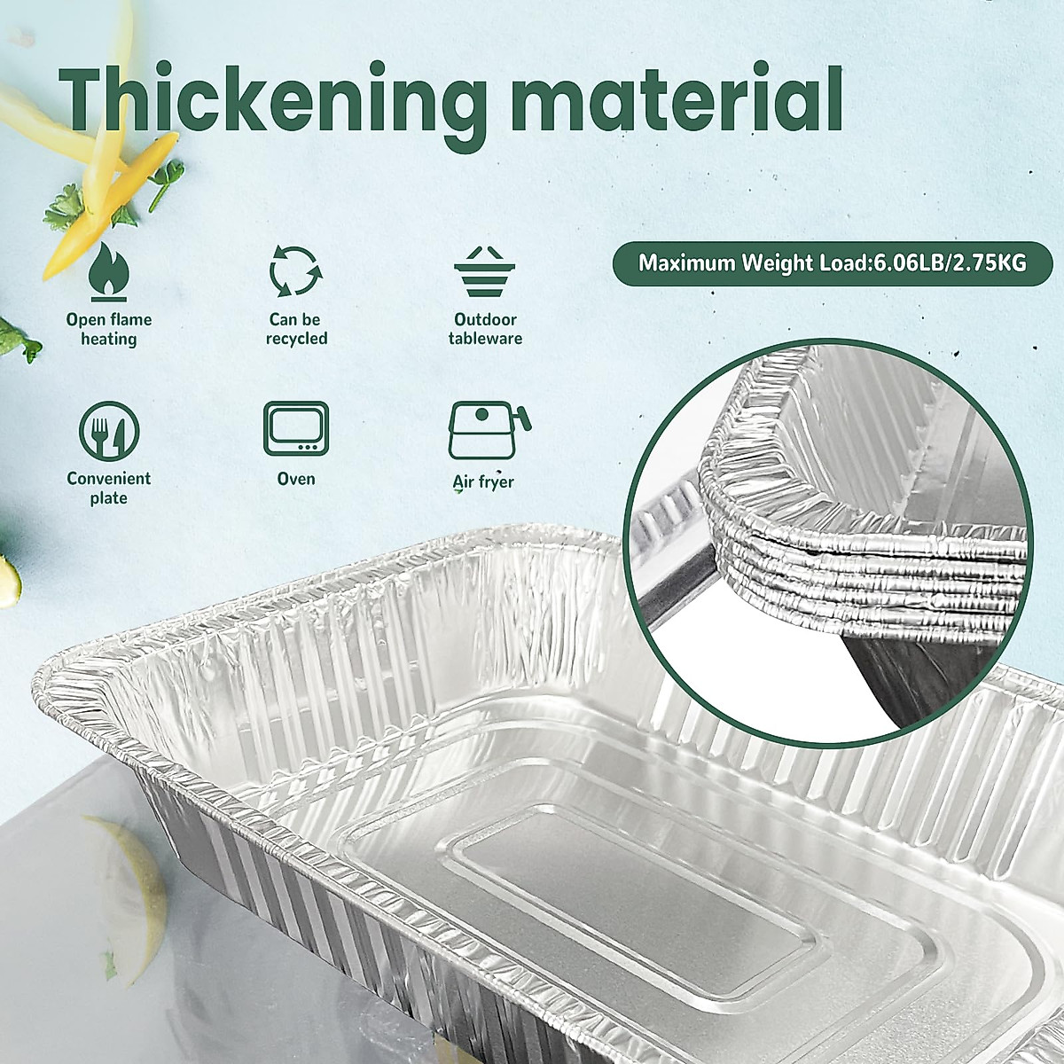 YLT WAX 9x13 Disposable Aluminum Foil Pans With Transparent Lids (10 Pack),Durable Half Size Deep Extra Heavy Duty Disposable Foil Pans For Baking, Cooking, Roasting, Heating or Steam Table