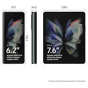 SAMSUNG Galaxy Z Fold 3 5G 256GB for Verizon 2-in-1 Android Smartphone Tablet Phantom Green (Renewed)
