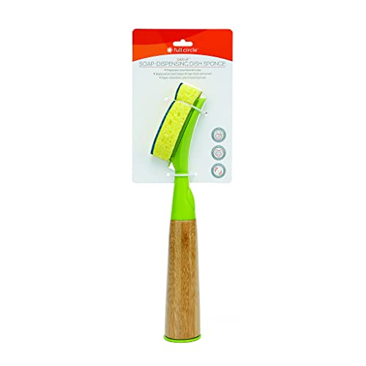 Full Circle Suds Up Soap Dispensing Dish Sponge with Bamboo Handle, 3 oz