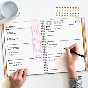 CRANBURY 2023 Planner Weekly Monthly (8.5x11", Watercolor), 2023 Large Planner Book, Big Agenda 8 1/2 x 11, 2023 Calendar Planner, Monthly Tabs, Bookmark, Notes, Stickers